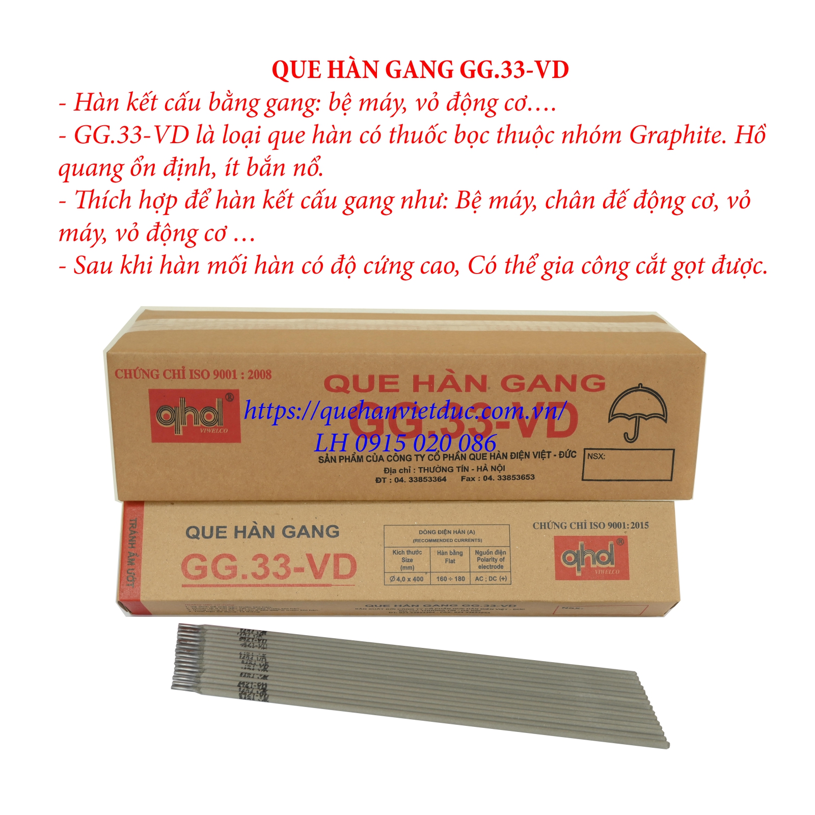 Que hàn gang GG.33 3.2mm